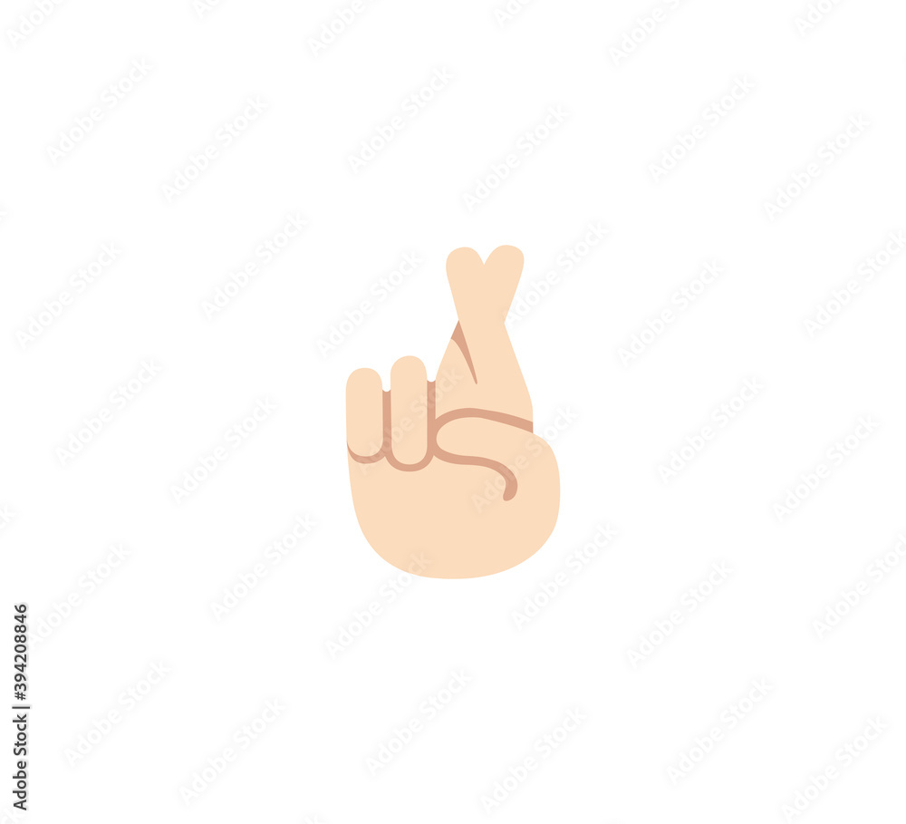 Crossed fingers emoji gesture vector isolated icon illustration ...