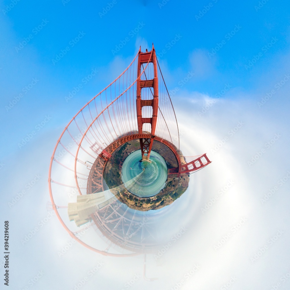 Little Planet Format Of Golden Gate Bridge Stock Photo | Adobe Stock
