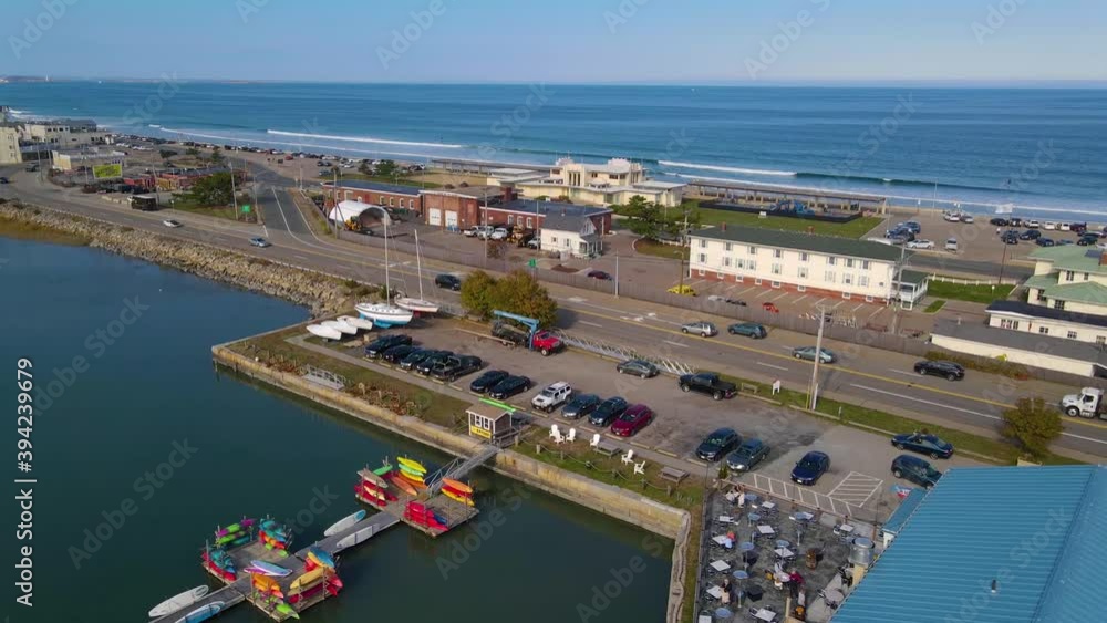 Nantasket Beach, Weir River and Hingham Bay aeral view with fall ...