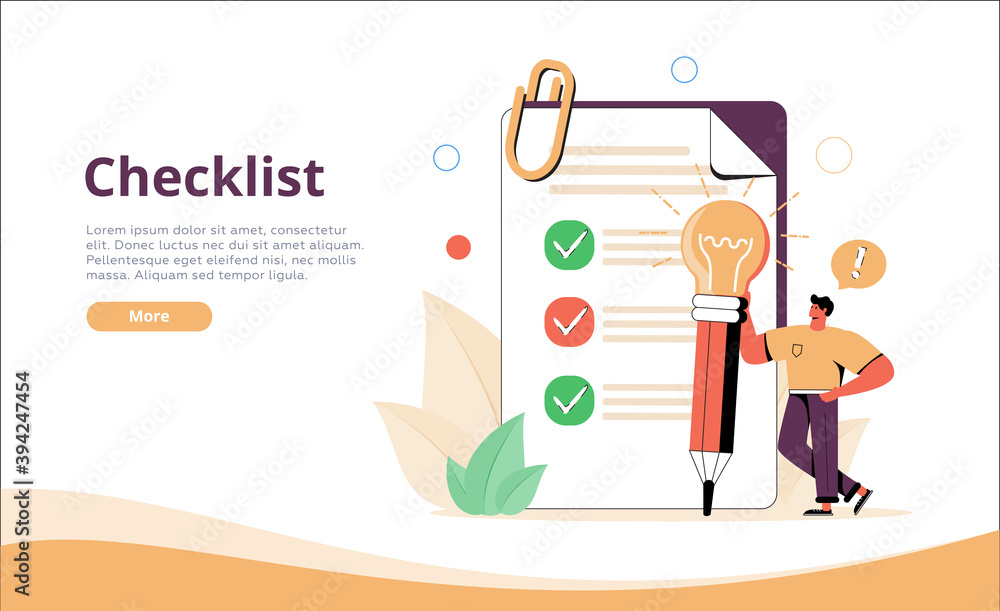 People Character Holding Pencil and Putting Check Mark on Checklist in ...