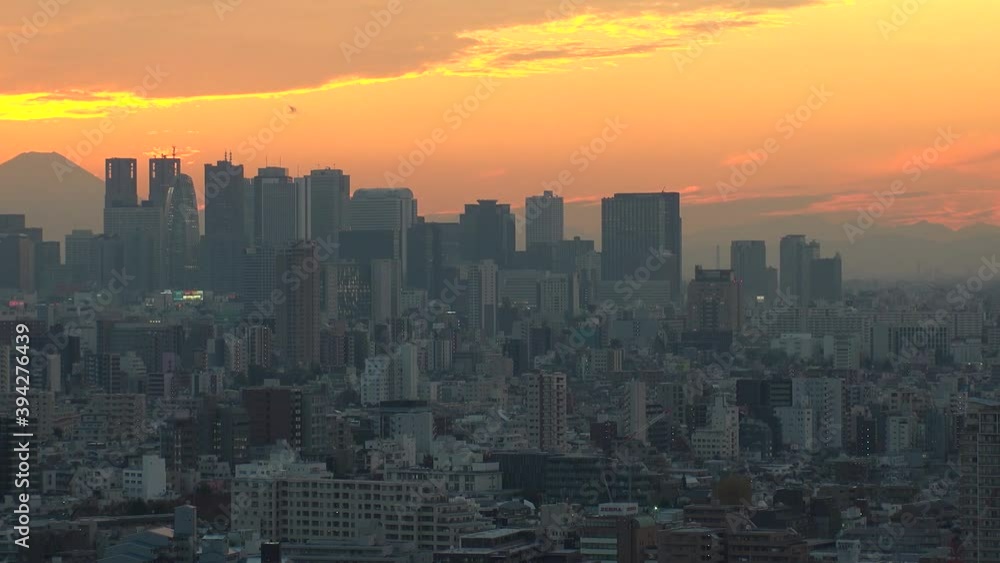 Video Stock TOKYO, JAPAN : Aerial high angle sunset CITYSCAPE of TOKYO ...