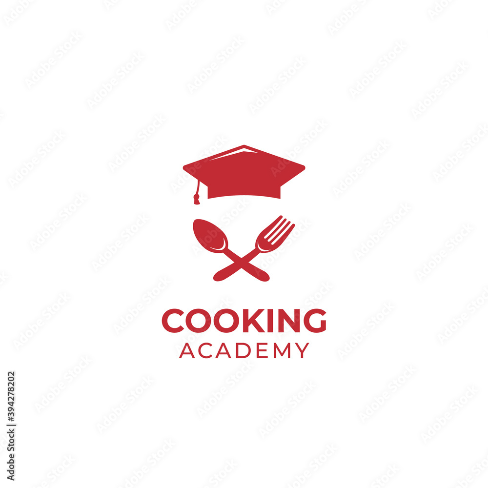 Cooking and food nutrition school academy logo icon symbol with spoon ...