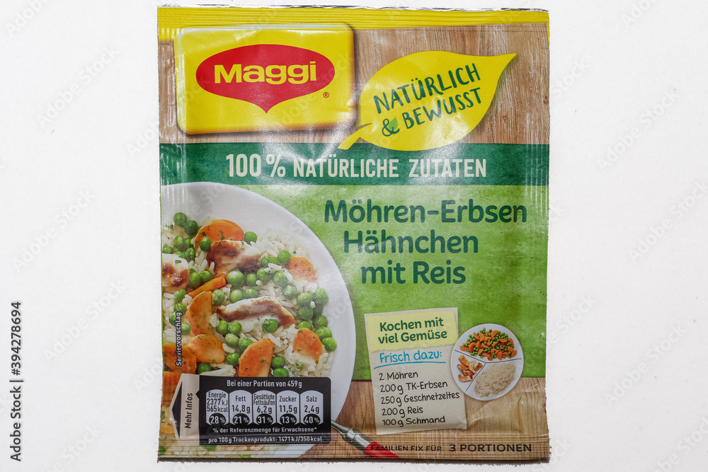 German Maggi instant products on a white background owned by Nestle ...