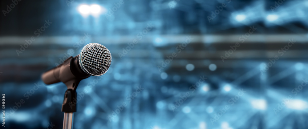 Public speaking backgrounds, Close-up the microphone on stand for ...