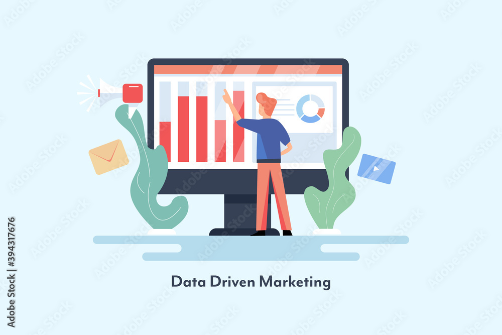 Businessman - data analysis report, key performance indicator on ...