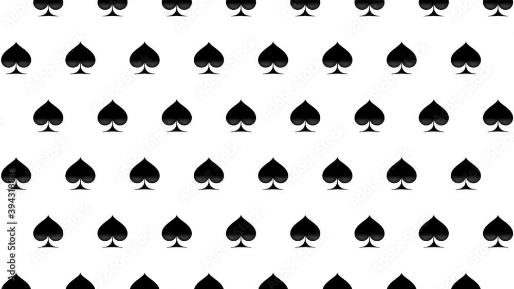 seamless pattern of black spades on a white background in loop Stock ...