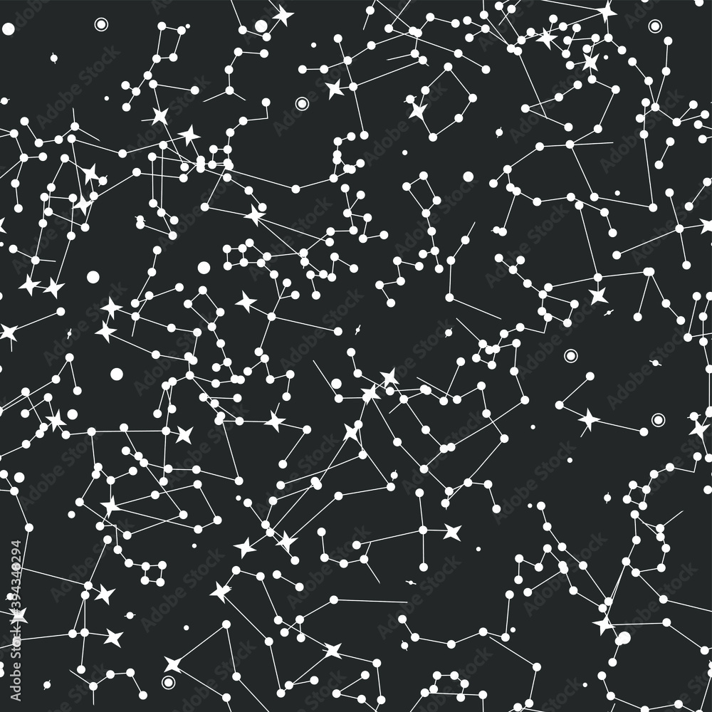 Stars element pattern. Vector seamless stellar constellation background ...