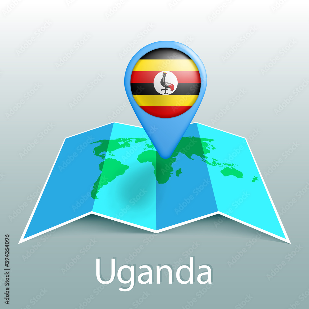 Uganda flag world map in pin with name of country Stock Vector | Adobe ...