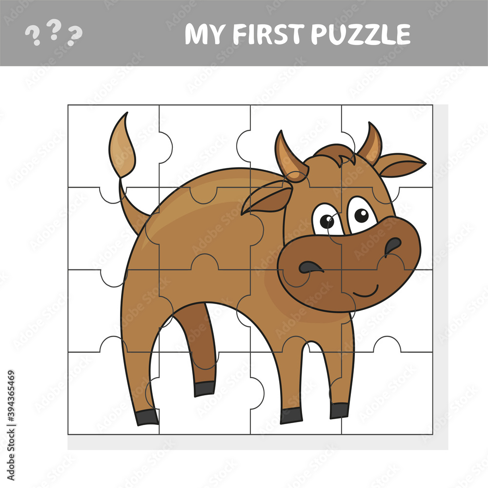 My first puzzle. Cartoon Vector Illustration of Educational Jigsaw ...