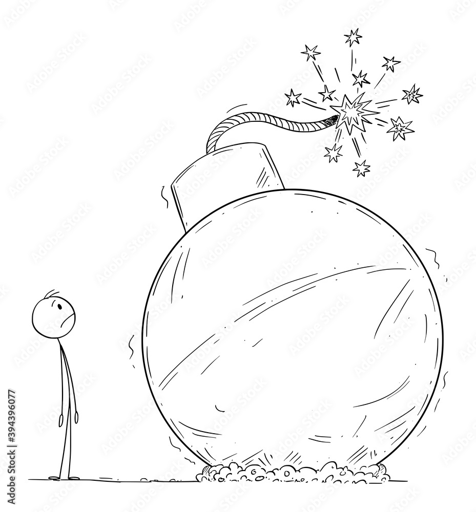 Vector cartoon stick figure illustration of scary frustrated man ...