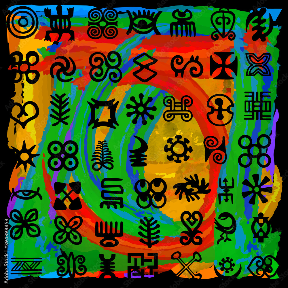 African Adinkra Pattern - digital art ritual symbols and screen ...