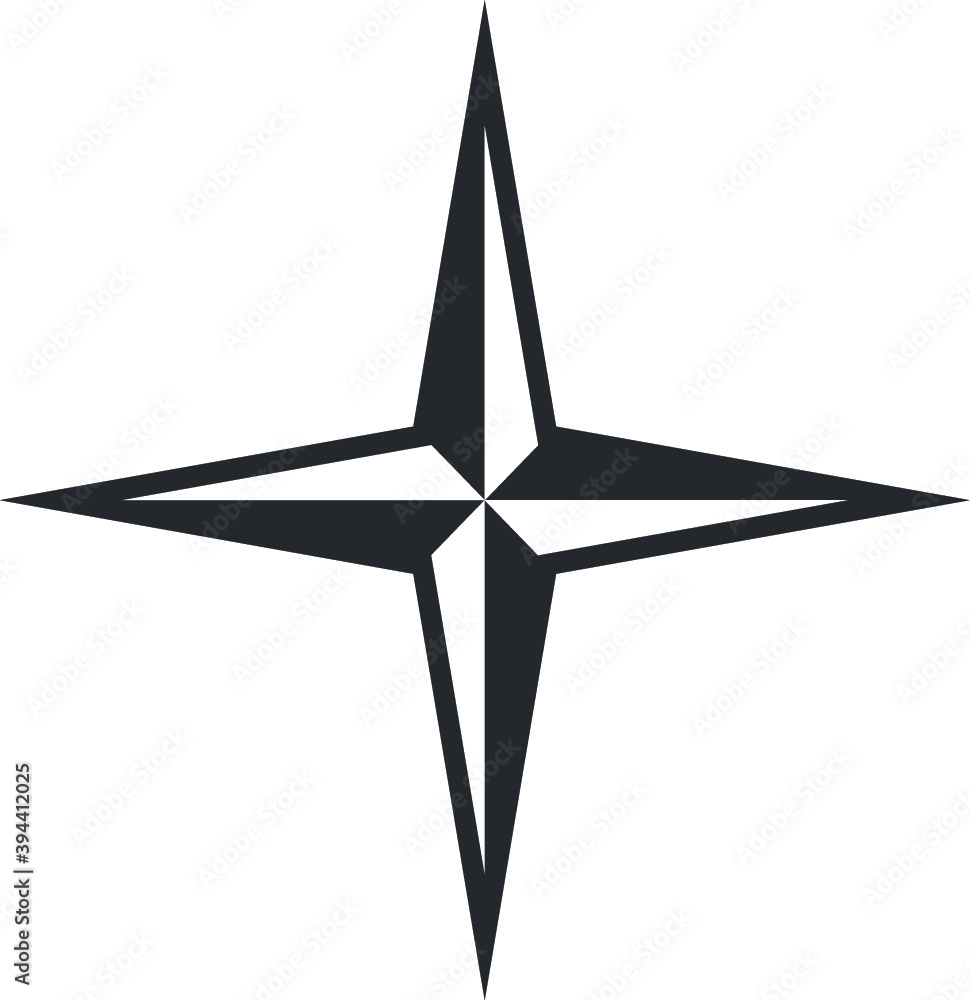 Vector illustration of the compass rose showing the four cardinal ...