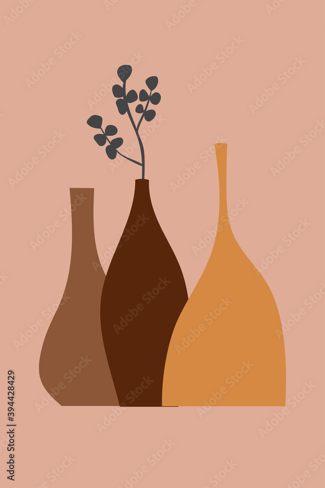 Abstract Boho Art Minimalist Pattern. Mid Century Simple Boho Elements ...