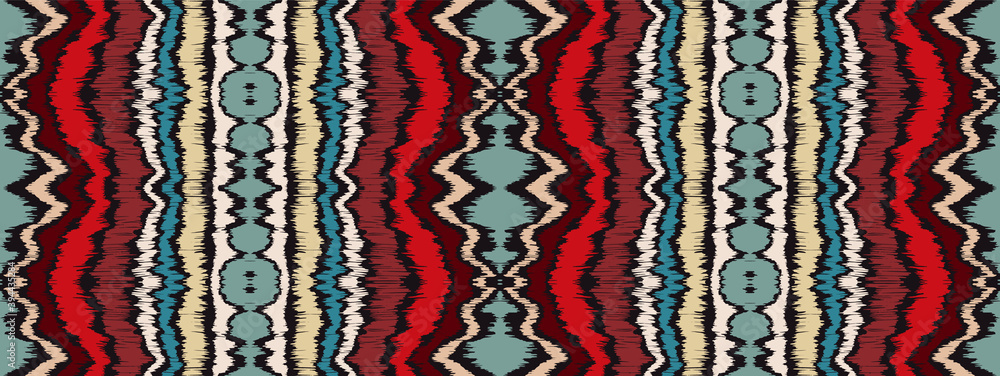 Ikat border. Geometric folk ornament. Ink on clothes. Tribal vector ...