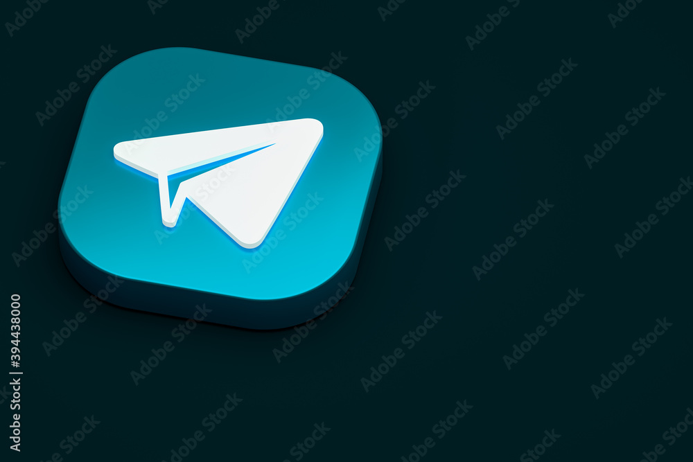 telegram minimal logo 3d rendering close up for design background ...