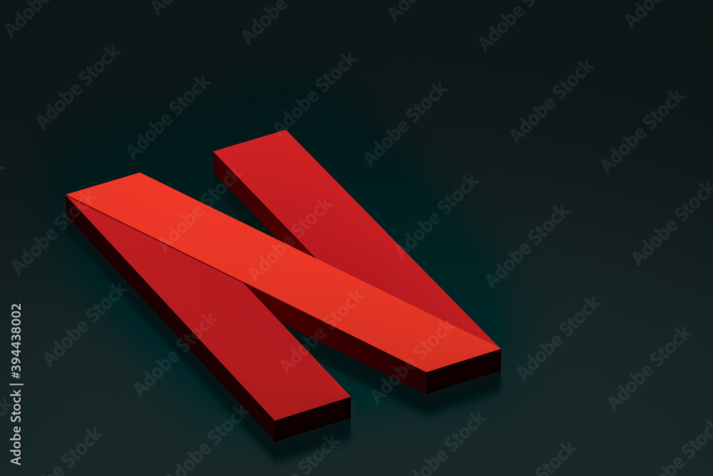 Netflix minimal logo 3d rendering close up for design background ...