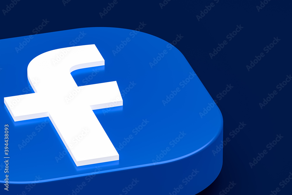 facebook logo 3d icon rendering background Stock Photo | Adobe Stock
