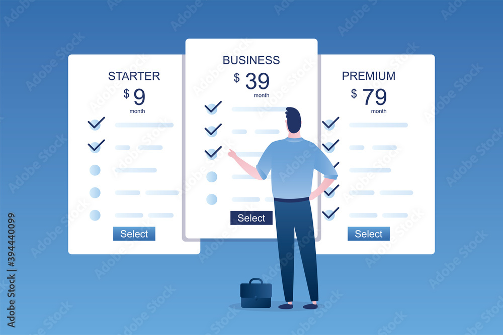 Three tariff plans. Price list set. Pricing table for business ...