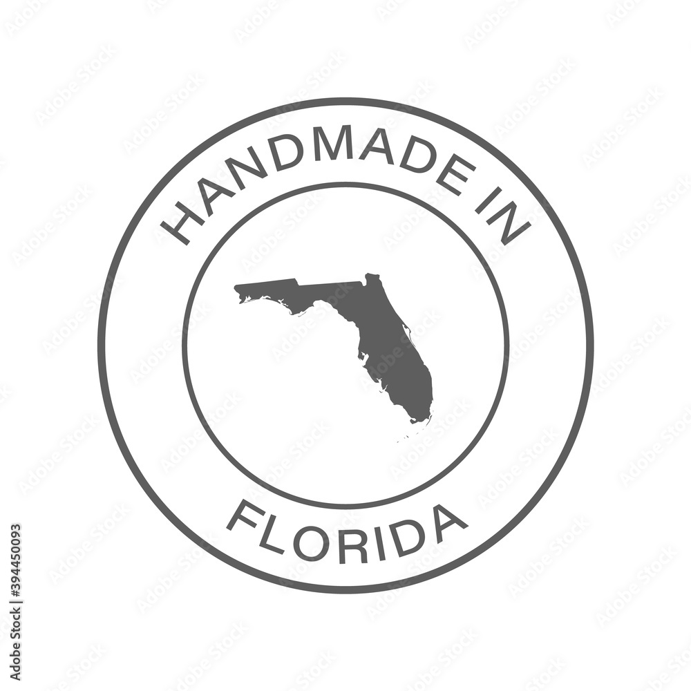 "Handmade in Florida" icon, vector with transparency. With state ...