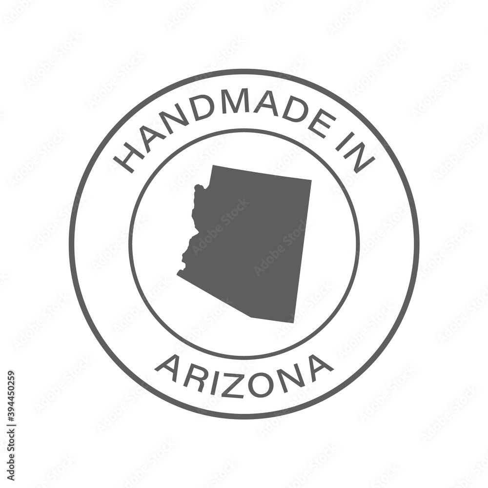 "Handmade in Arizona" icon, vector with transparency. With state ...