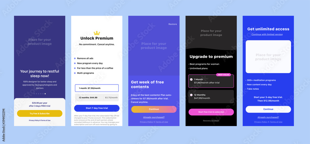 Price table concept. Pricing or subscription plan ui mobile application ...