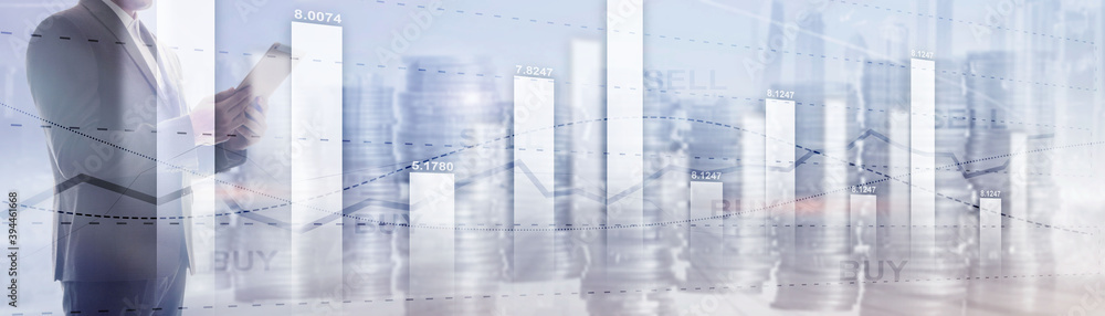 Buy and sell finacial concept. Business Graph Stock Market chart ...
