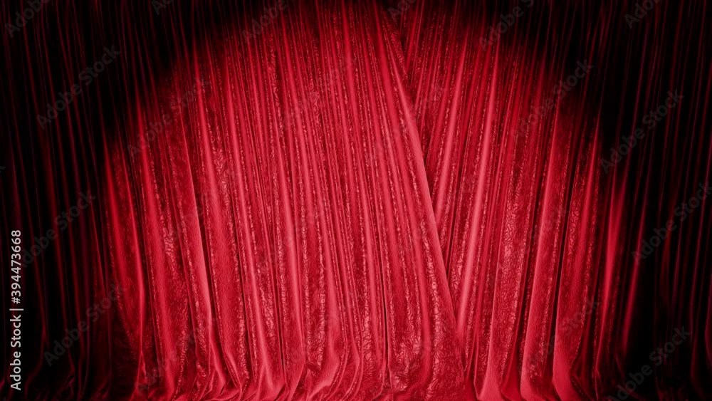 Realistic 3D animation of the red textured Christmas stage curtains ...