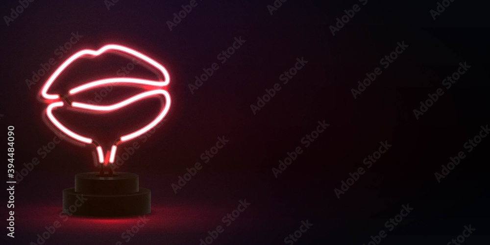 Vector realistic isolated neon sign of Lips logo with copy space for ...