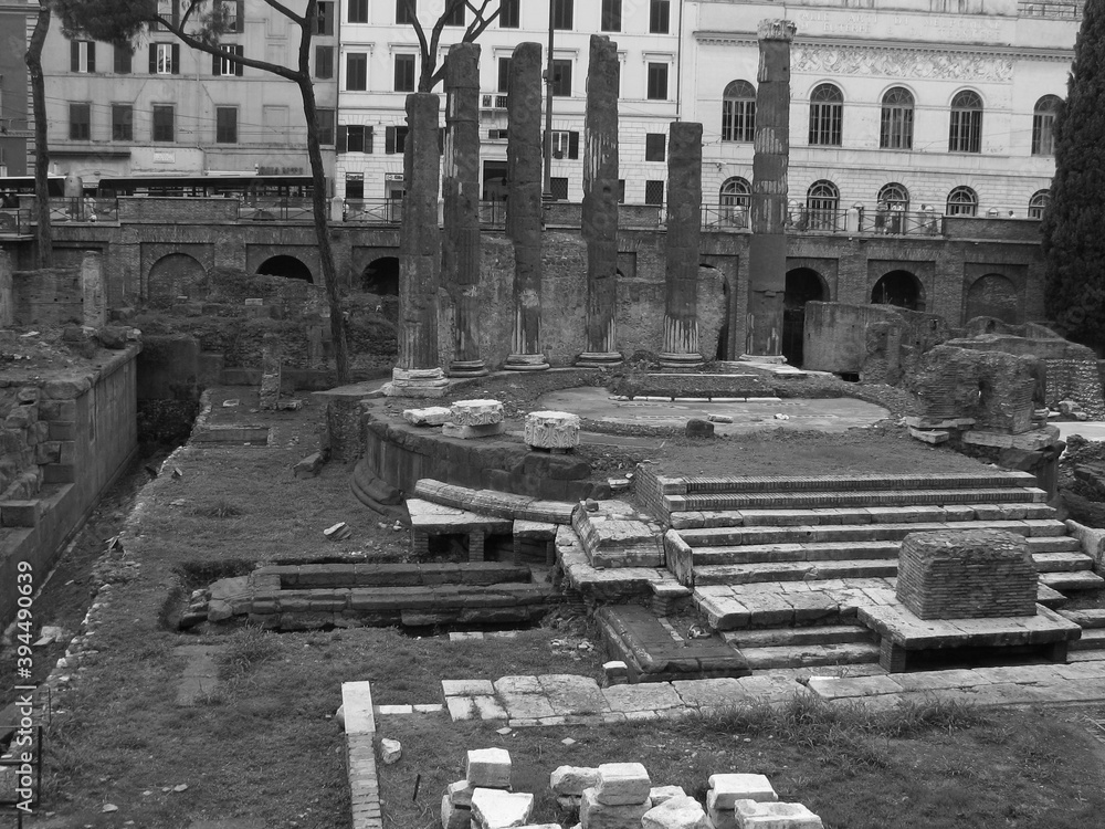 Rome, Italy - A view of the ruins of an ancient building in the Roman ...