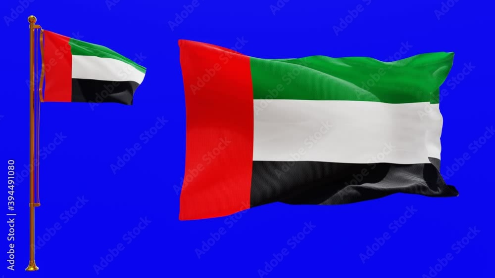 Flags of the United Arab Emirates with Green Screen Chroma Key High ...