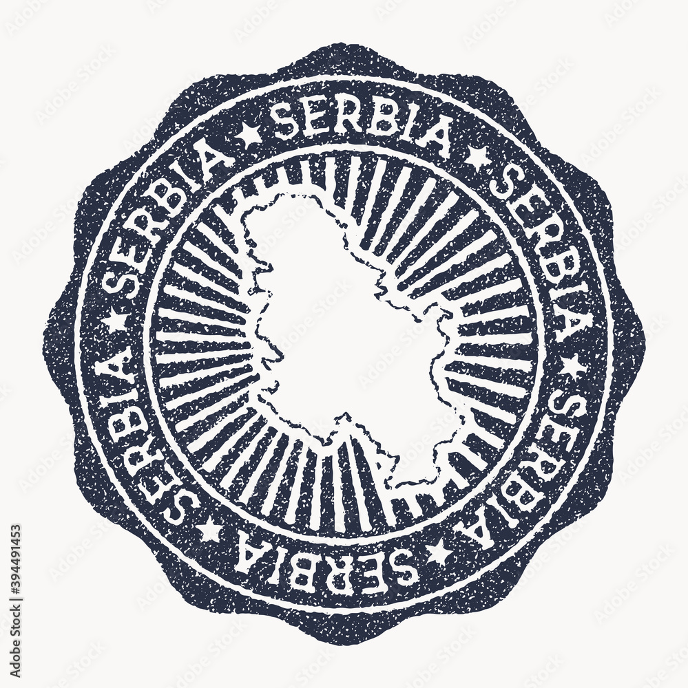 Serbia stamp. Travel rubber stamp with the name and map of country ...