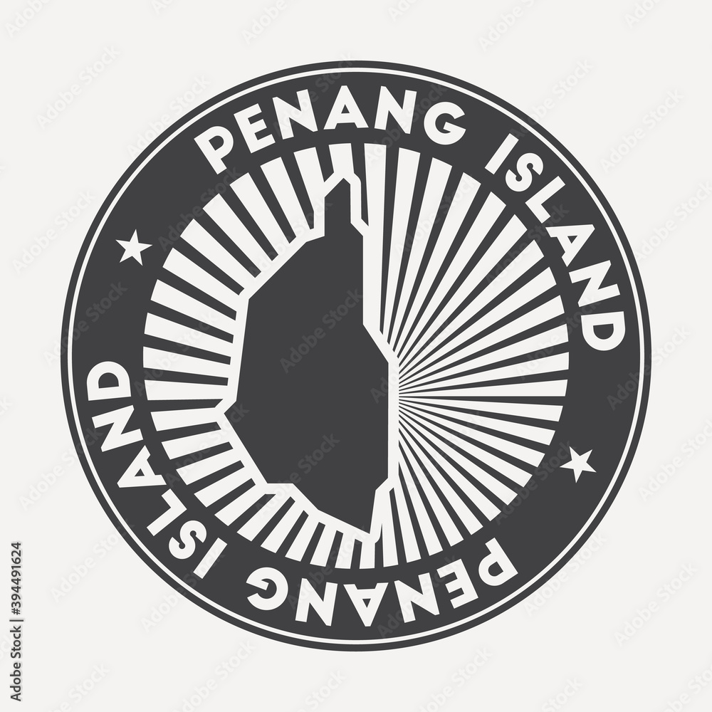 Penang Island round logo. Vintage travel badge with the circular name ...