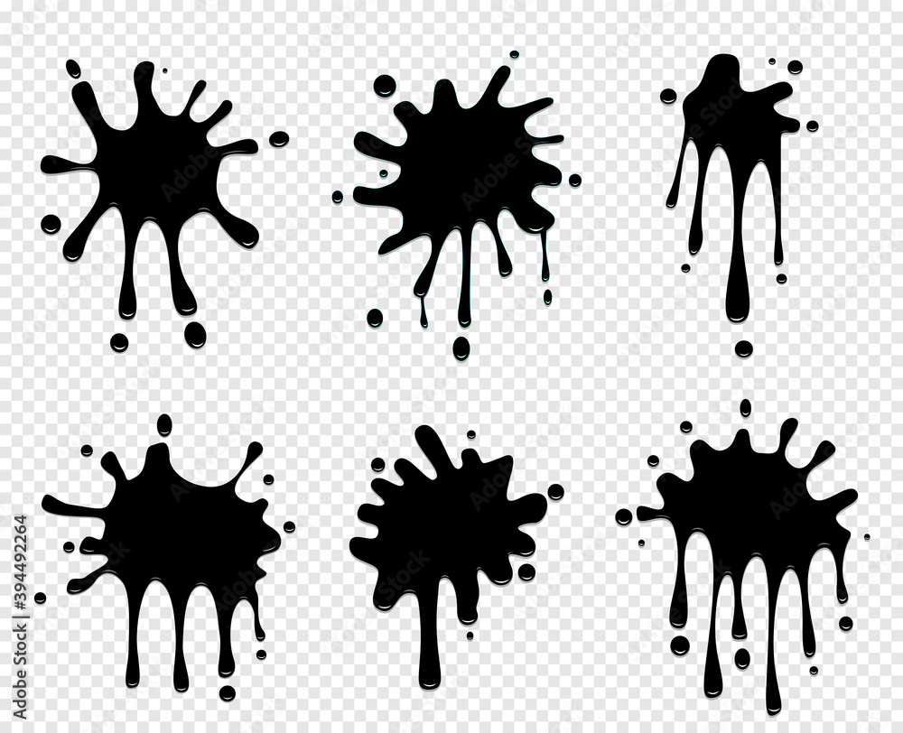 Black splash isolated on transparent background. Vector illustration ...