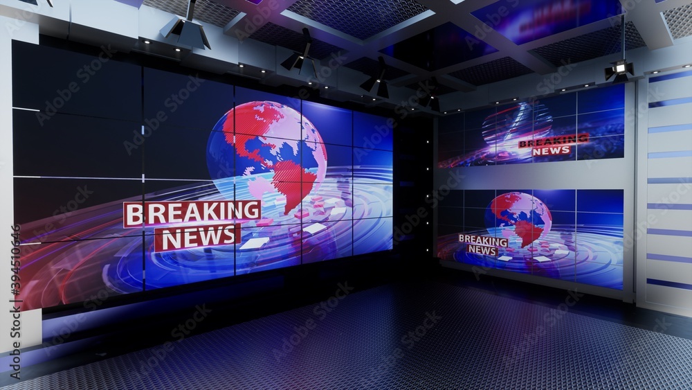 News Studio, Backdrop For TV Shows .TV On Wall.3D Virtual News Studio ...