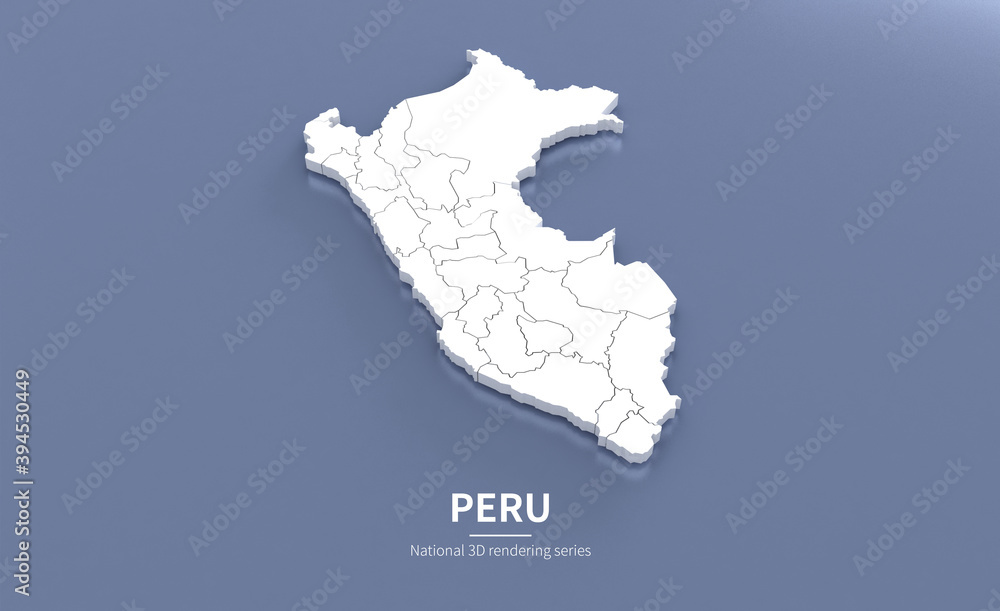 Peru Map 3d. National map 3D rendering set in American continent. Stock ...