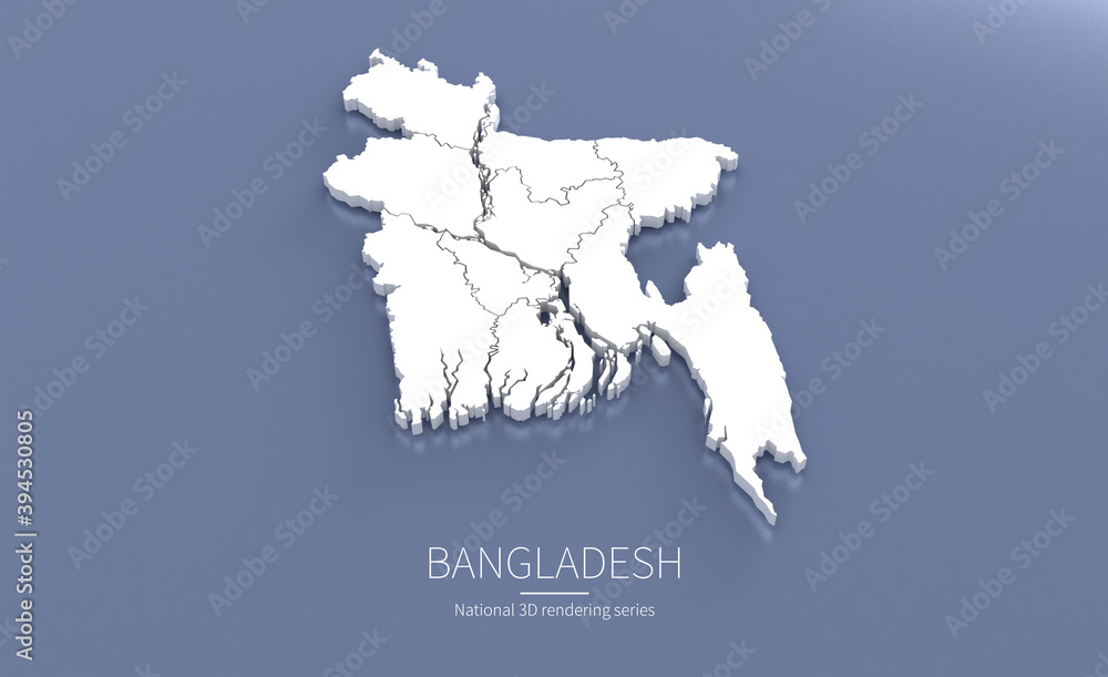 Bangladesh Map 3d. National map 3D rendering set in Asia continent ...