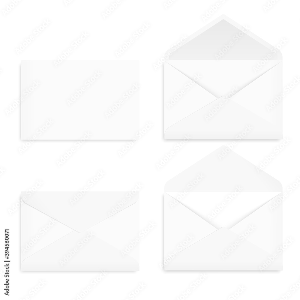 Realistic blank white letter paper envelope front view. Vector Stock ...