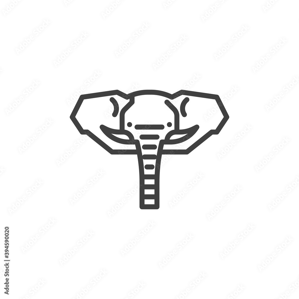 Elephant head front view line icon. linear style sign for mobile ...