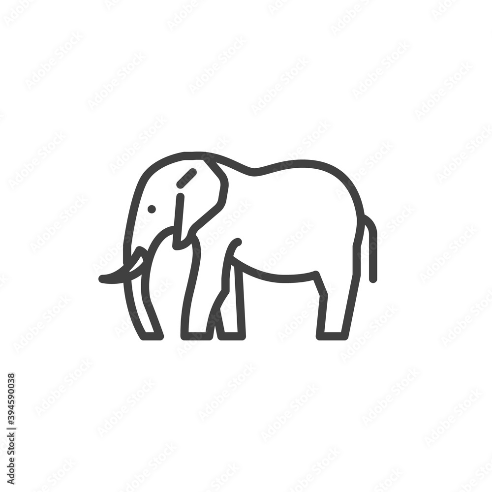 Elephant side view line icon. linear style sign for mobile concept and ...