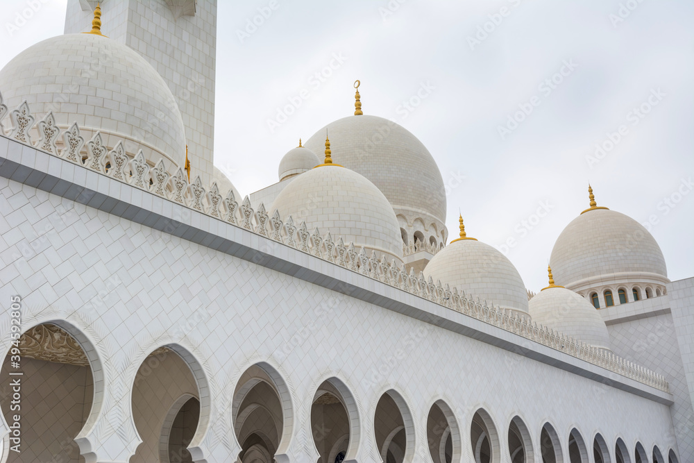 Domes of White Grand Mosque built with white marble stone, also called ...