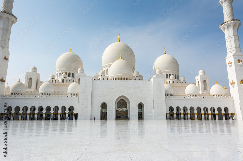 Domes of White Grand Mosque built with white marble stone, also called ...
