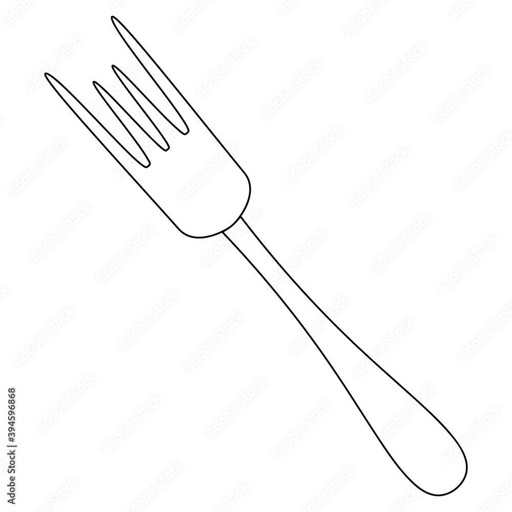 Fork for food. The cutlery consists of a handle and prongs. Vector ...