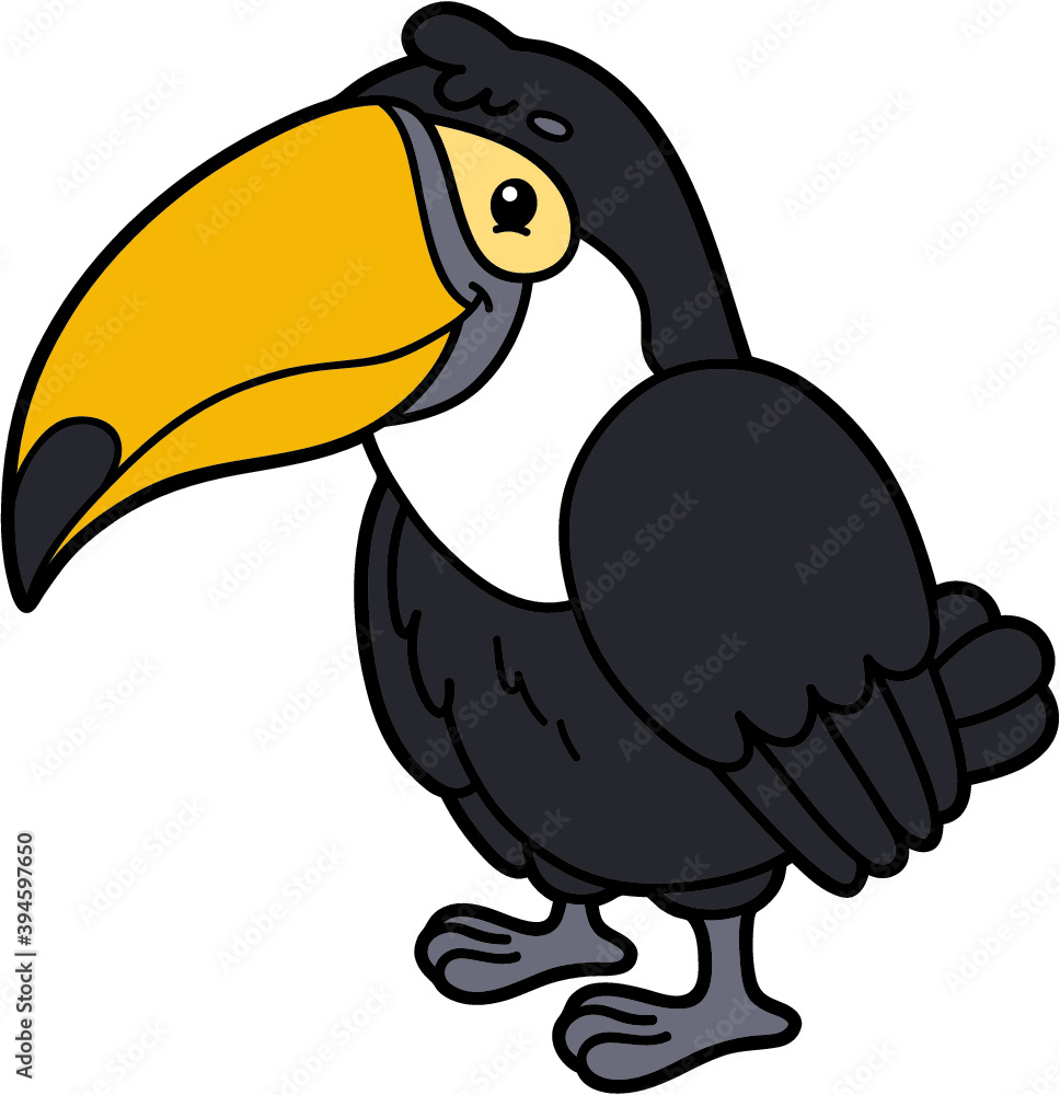 Vector illustration of cute cartoon tukan character for children and ...