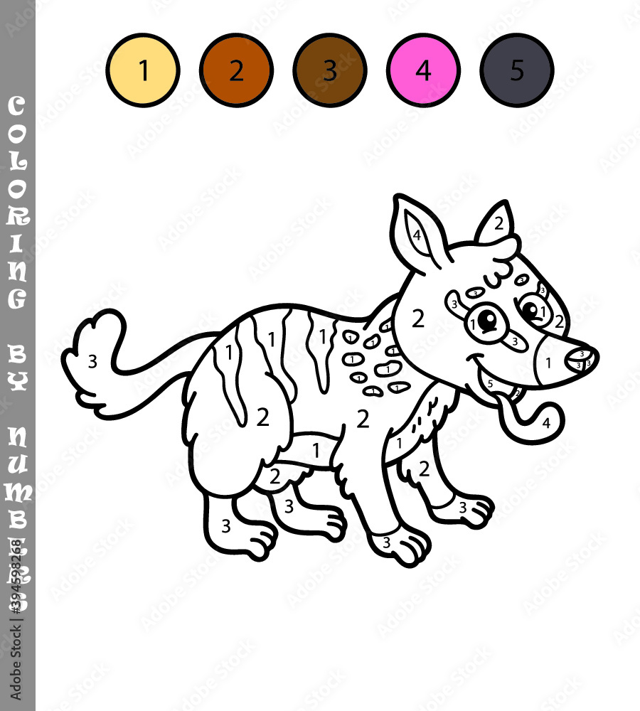 Vector illustration of coloring by numbers educational game with ...