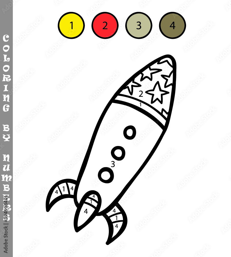 Vector illustration coloring by numbers educational kids game of ...