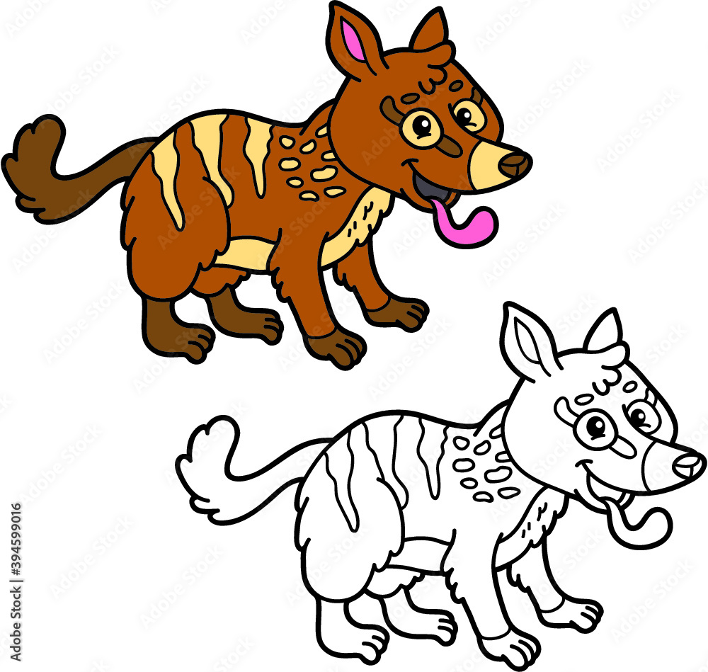 illustration coloring page of happy cartoon character for children ...