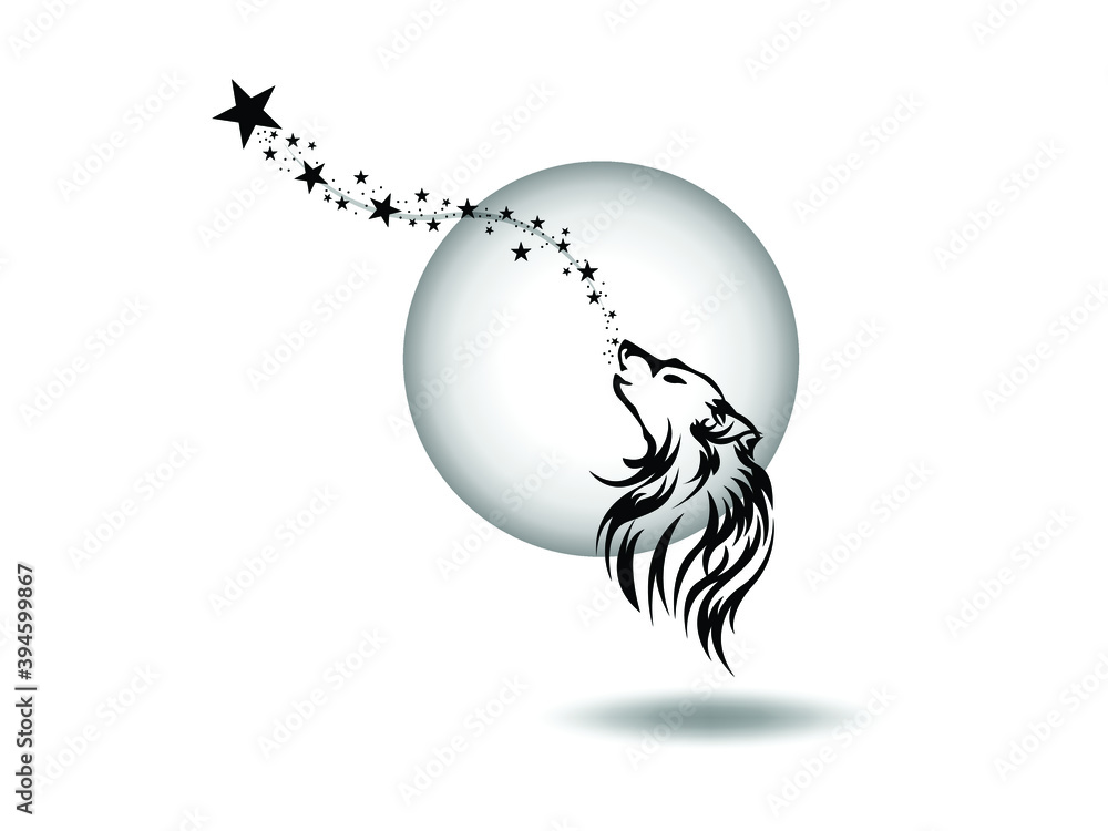 Wolf howling at the moon Icon Vector illustration. wolf face symbol ...