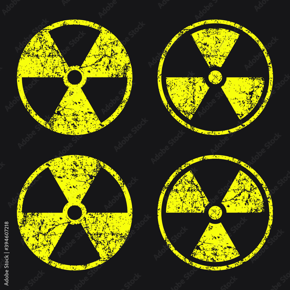 Radioactive symbol icon with grunge texture. Nuclear radiation warning ...