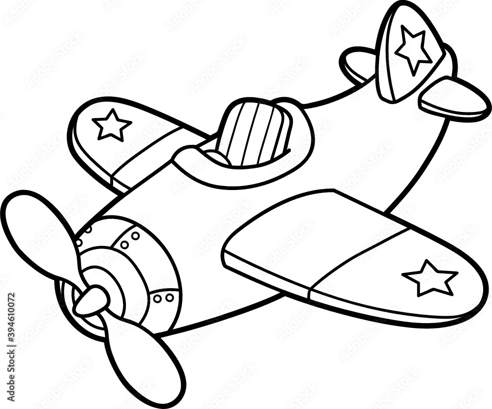. Vector illustration of cute cartoon plane without pilot for children ...