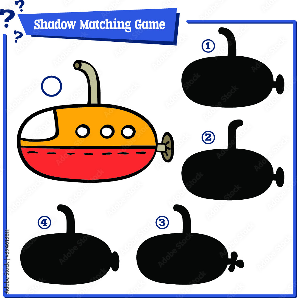 Vector illustration of shadow matching educational kids game with ...